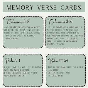 Gratitude Bible Verse Cards-printable PDF Minimalist, Green, Simple ...
