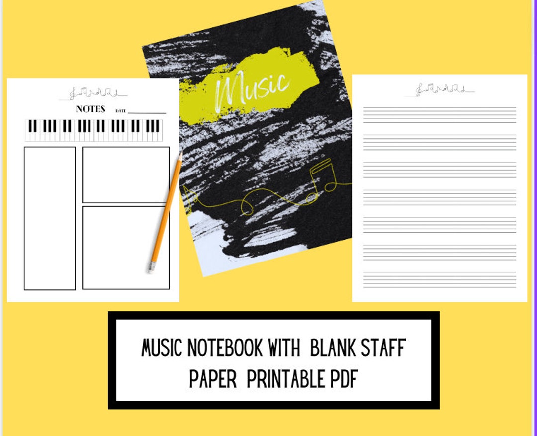 Digital Download Music Staff Paper With Notes Pages (printable Cover ...