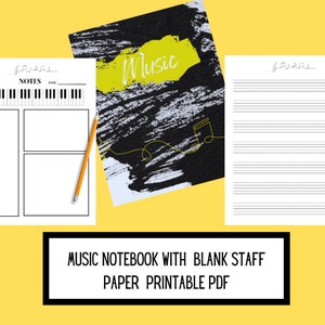 Digital Download Music Staff Paper With Notes Pages (printable Cover ...
