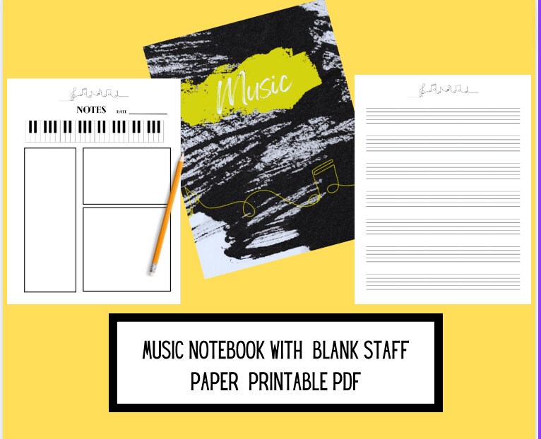 Digital Download Music Staff Paper With Notes Pages (printable Cover ...