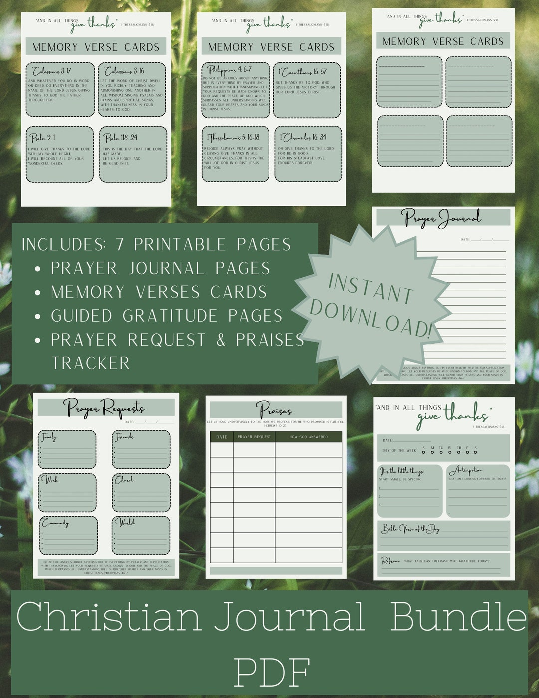 Prayer Journal Bundle: Printable Prayer Request, Praise, Bible Verse ...