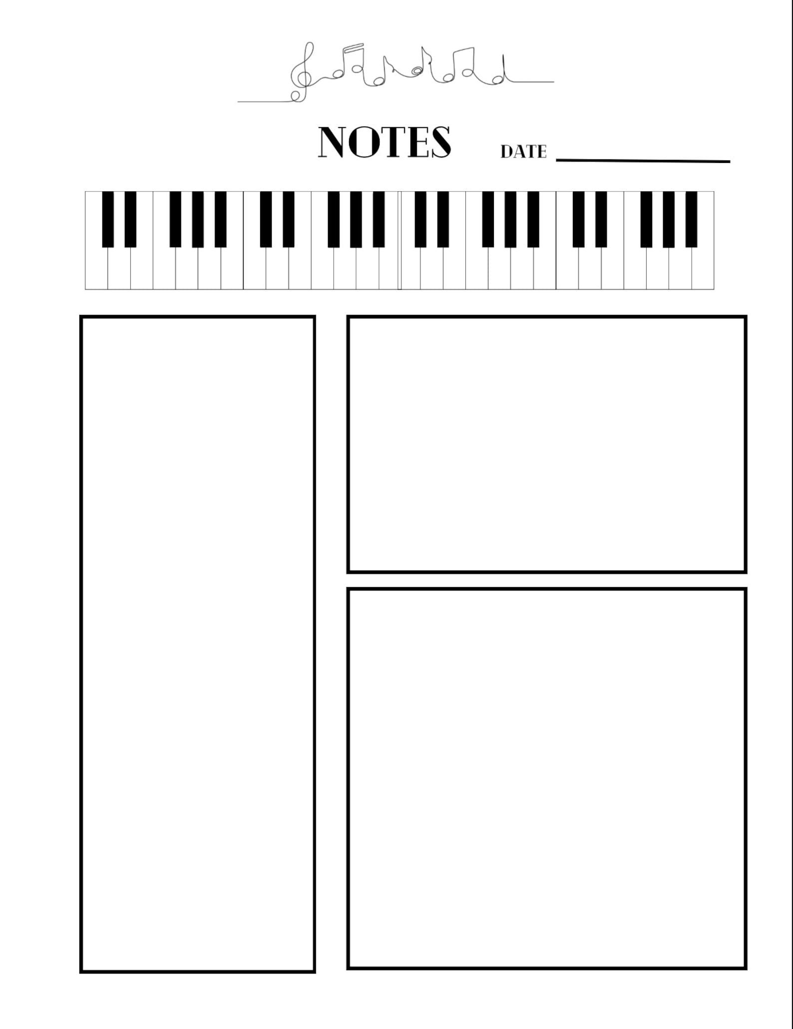 Digital Download Music Staff Paper With Notes Pages (printable Cover ...