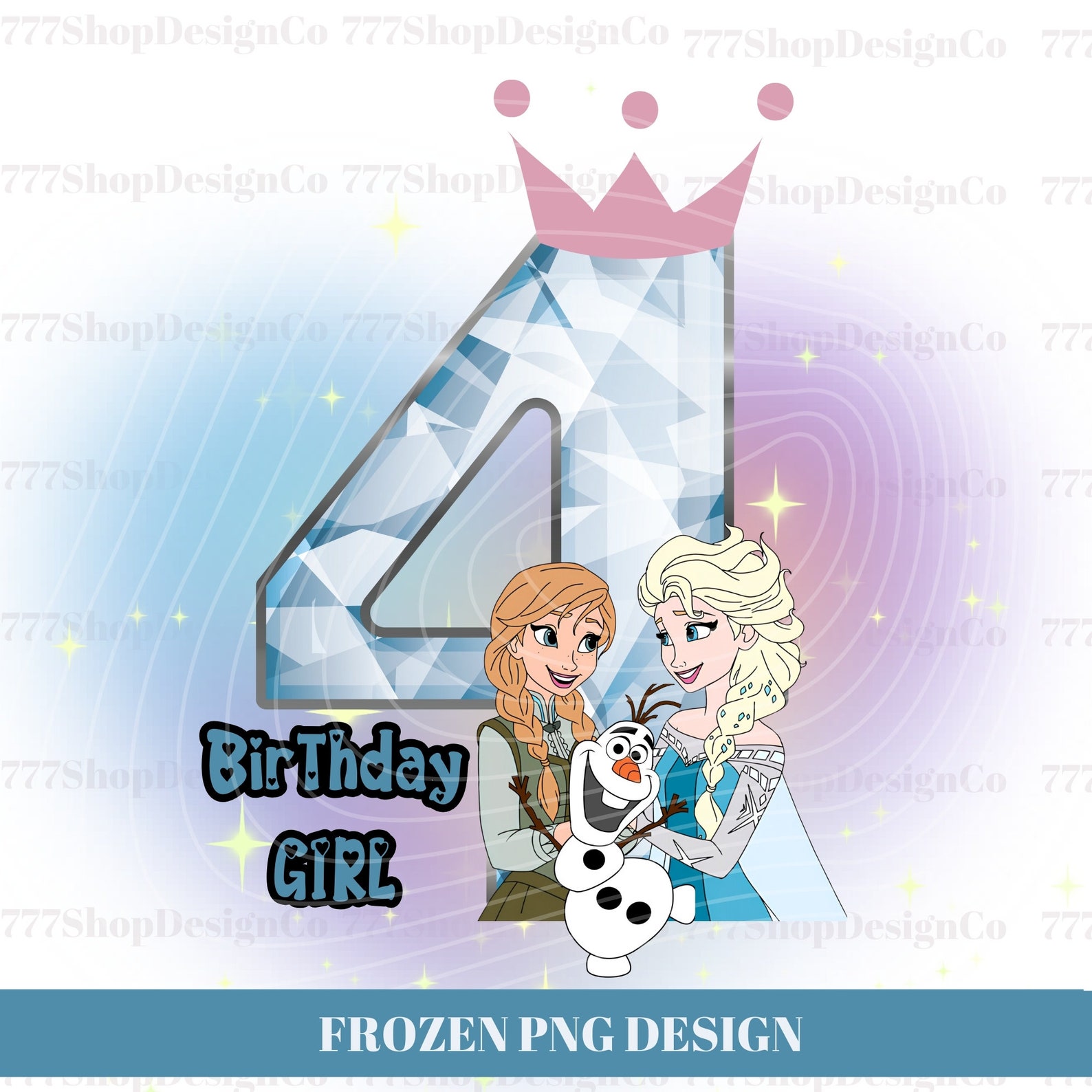 4th Frozen Birthday PNG, Elsa and Anna Birthday Princess Png, Frozen ...