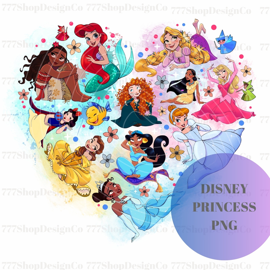 All Princess PNG, Princesses Heart Background, Water Color Princess ...