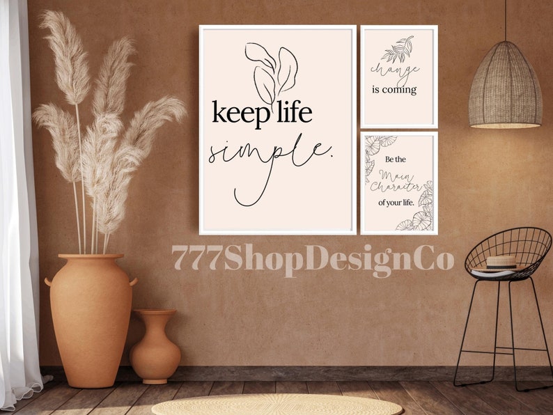 Set of 3 Minimalist Wall Art Motivational Quotes PDF, Modern Digital ...