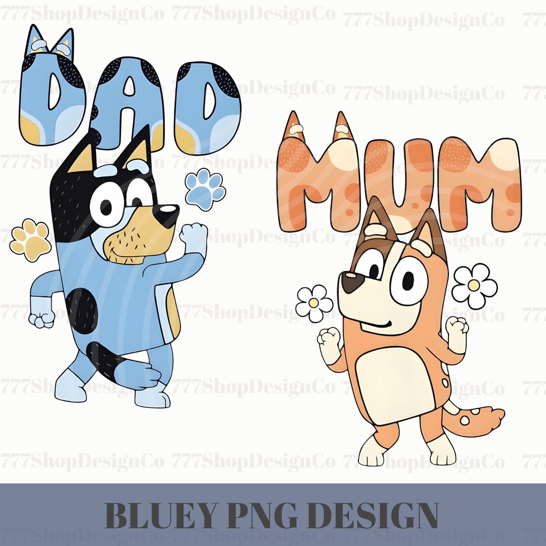 Dad Mum Couple Png,blue Dog Dad Png, Blue Dog Mom Png, Bluuey Christmas ...