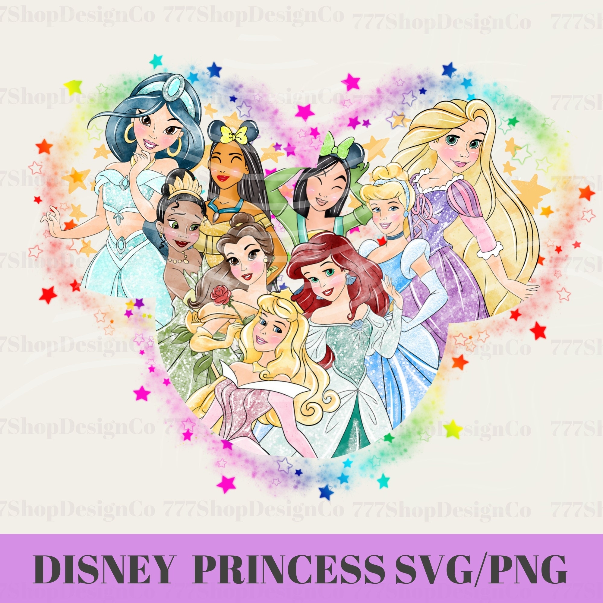 All Princess SVG/PNG, Princesses Mouse Head Background, Water Color ...
