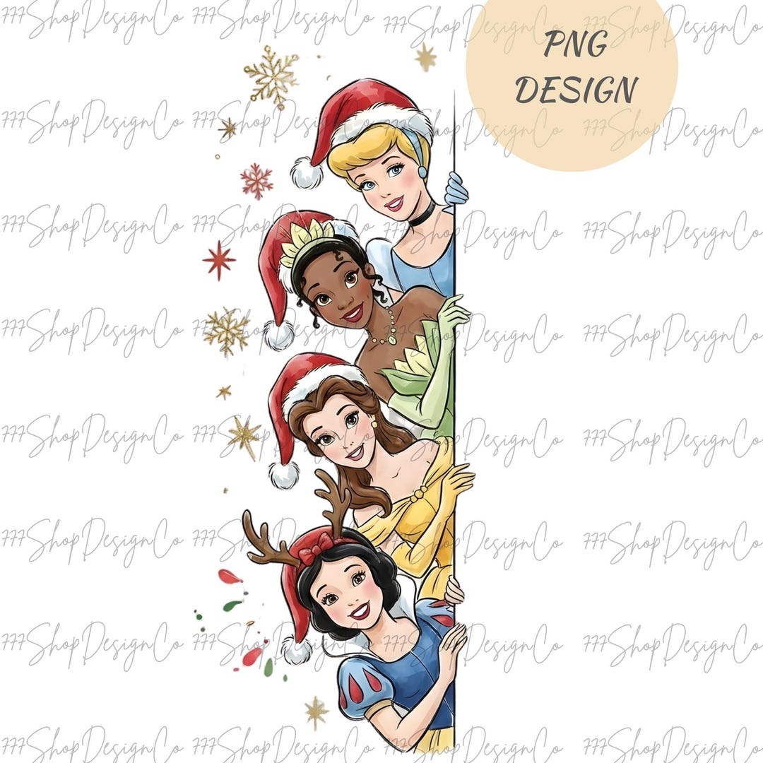 Watercolor All Christmas Princess PNG, Christmas Princesses Castle ...