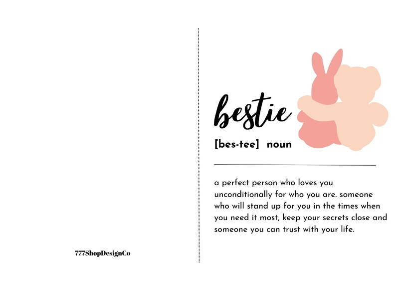 Printable Bestie Greeting Card, Friendship Day Card, Happy Birthday ...