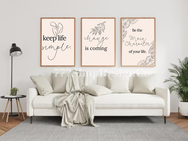Set of 3 Minimalist Wall Art Motivational Quotes PDF, Modern Digital ...