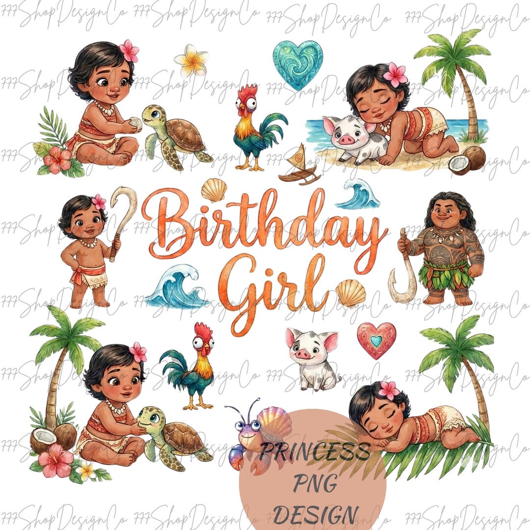 Baby Princess Png, Baby Moana Png Clipart, Moana PNG Bundle, Moana ...