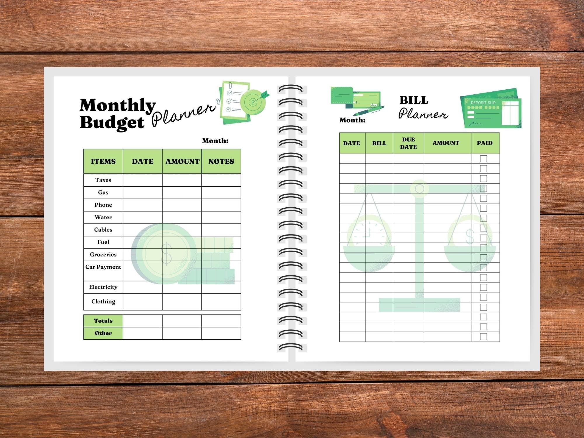 Digital Budget Planner Printable Mounthly Budget Spreadsheet - Etsy