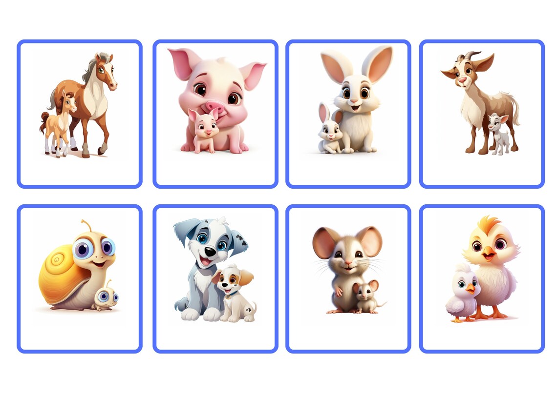 FARM Animals Flash Cards With FREE Coloring Book Montessori Cards Flash ...