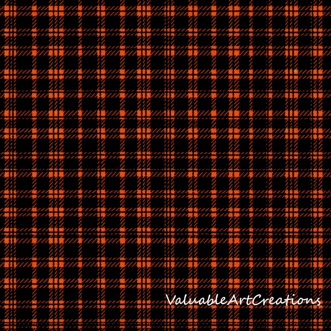 Black and Orange Plaid, Seamless Pattern, October Moon, Digital ...