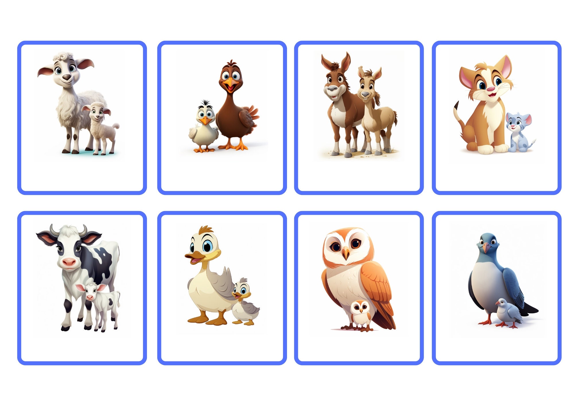 FARM Animals Flash Cards With FREE Coloring Book Montessori Cards Flash ...