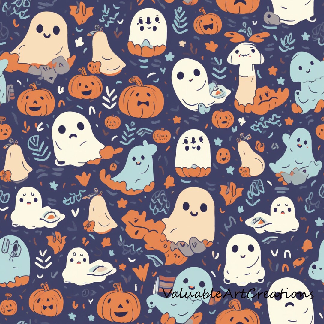 Halloween Ghost Pattern, Cute, Ghosts, Seamless Pattern, Digital ...