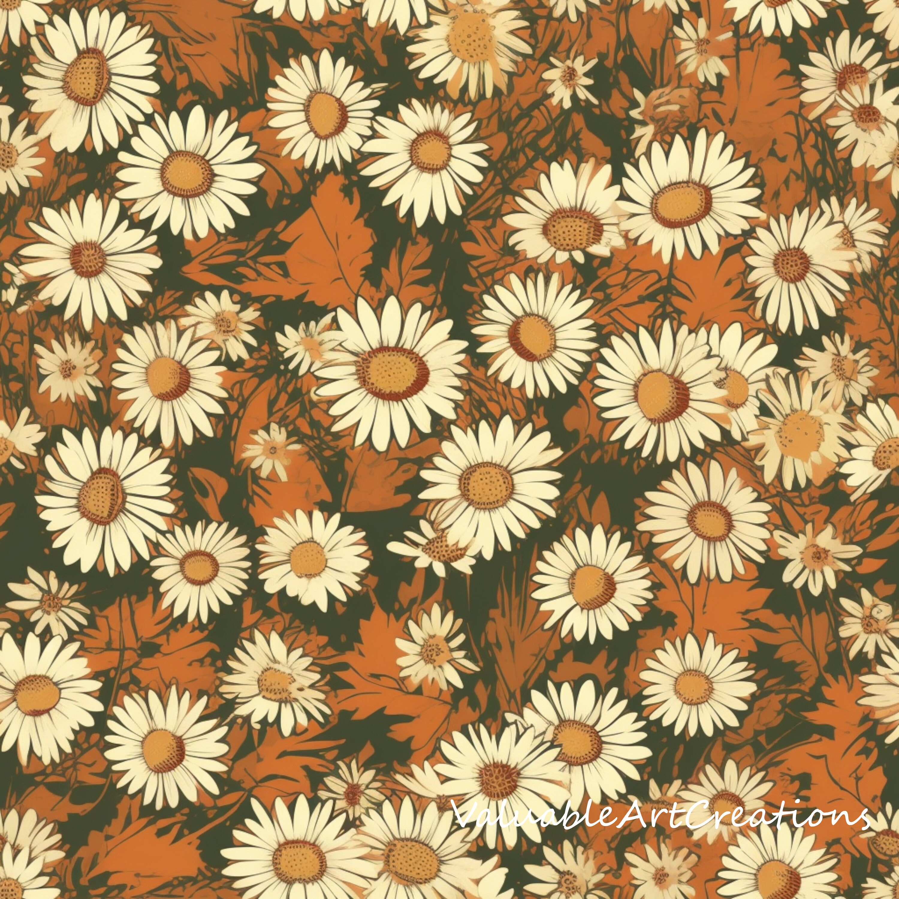 Vintage Boho Daisy Pattern Retro Daisies Beautiful Pattern - Etsy