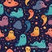 Colorful Sparkle, Ghosts, Seamless Pattern, Cute, Spooky, Halloween ...