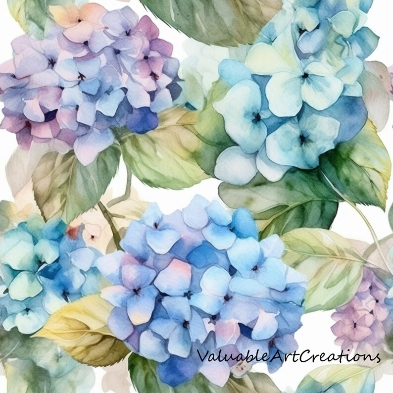Hydrangea, Seamless Pattern, Summer Garden, Watercolour, - Etsy