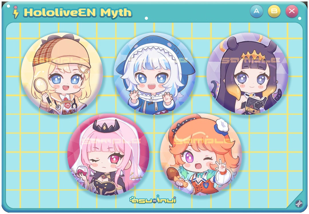 Hololive EN Myth Buttons - Etsy