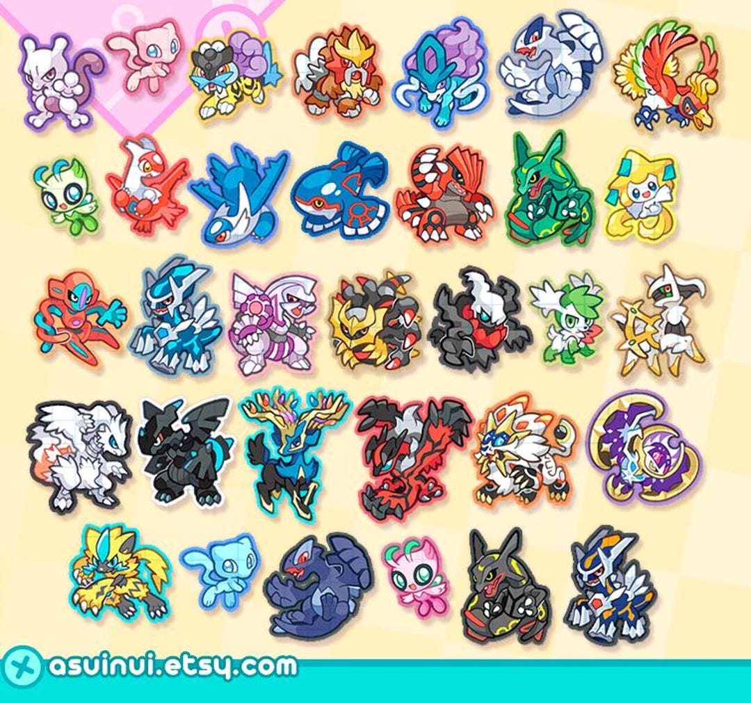 Legendary Pokémon Glitter Stickers - Etsy