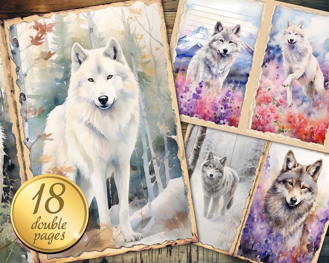 18 Polar Wolves Junk Journal Pages, Digital Download, Scrap Book ...