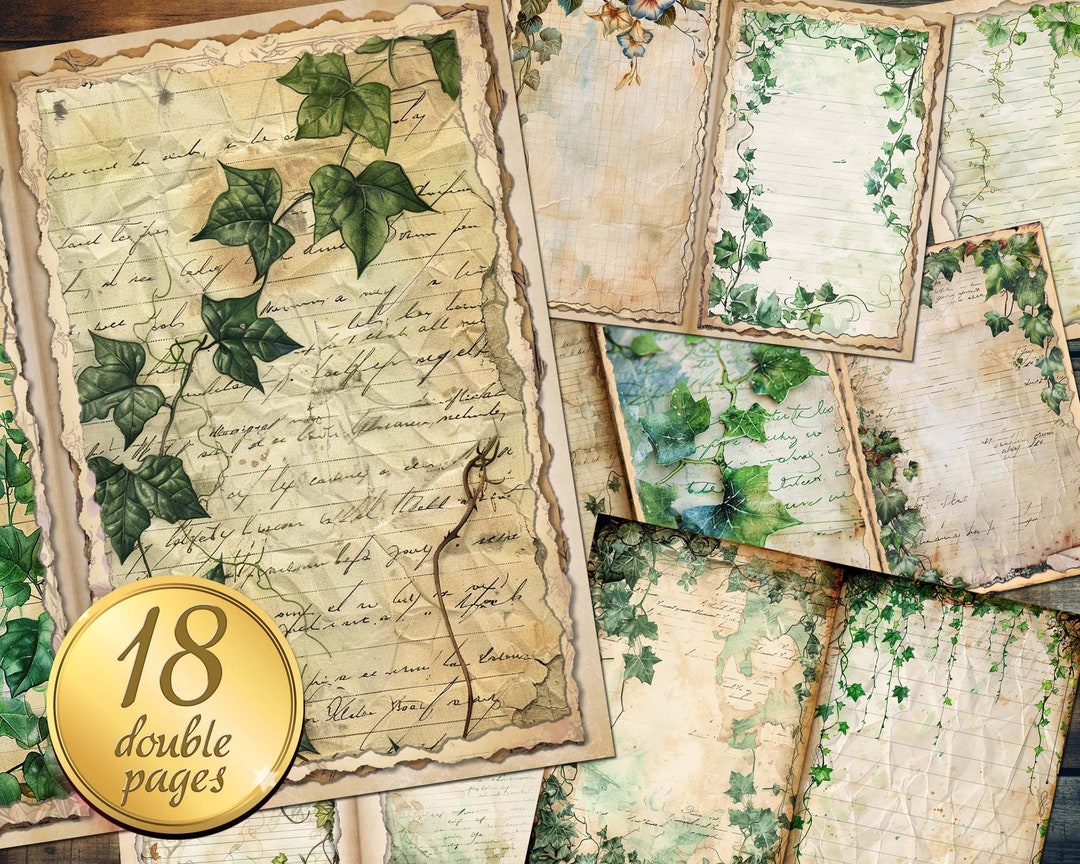 18 Page English Ivy Vines Junk Journal Pages, Digital Download, Scrap ...