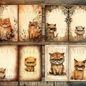 18 Grumpiest Cats Junk Journal Pages, Digital Download, Scrap Book, Printable, Vintage Junk ...