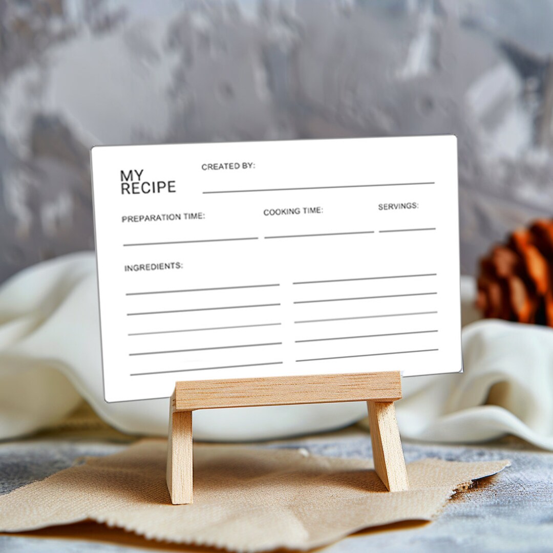 Minimalist Recipe Card Printable 4 X 6 Recipe Card With Minimalist ...