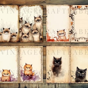 18 Grumpiest Cats Junk Journal Pages, Digital Download, Scrap Book, Printable, Vintage Junk ...