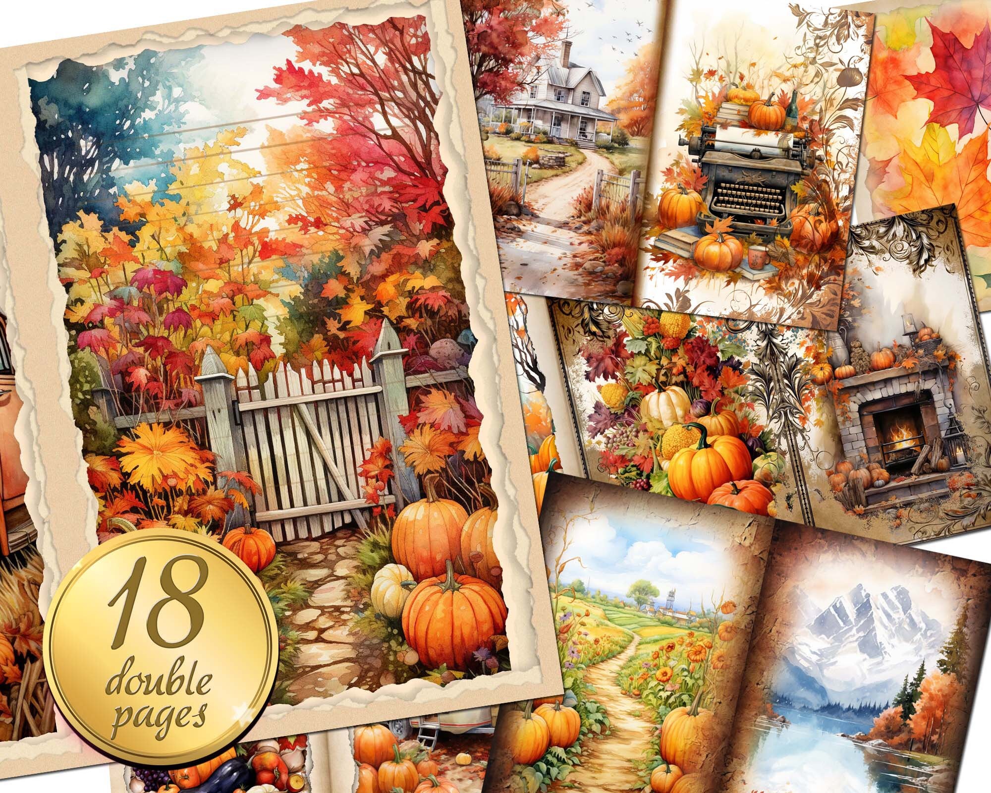 18 Comfy Autumn Junk Journal Pages, Digital Download, Pumpkin Scrap ...