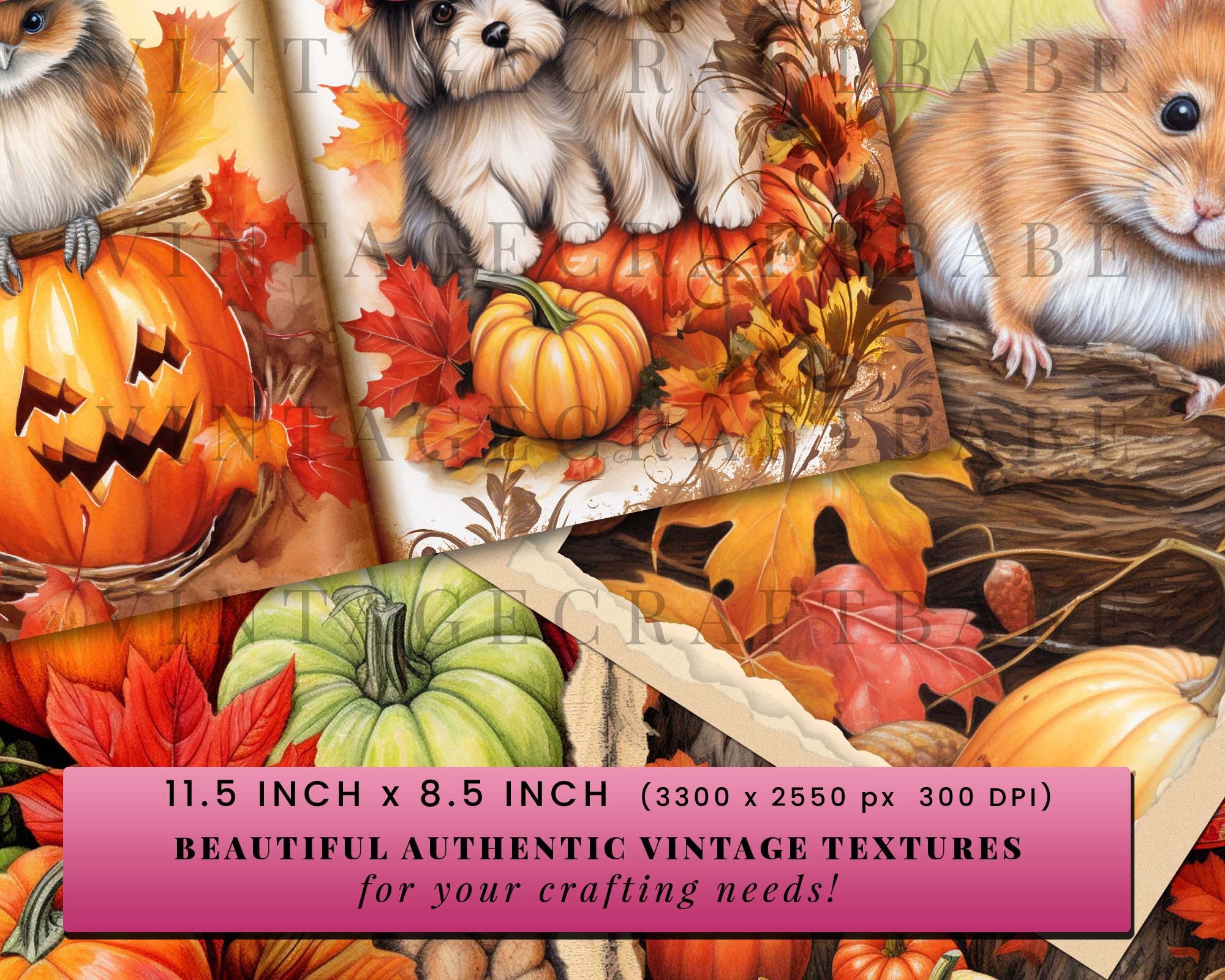 18 Cozy Autumn Critters Cute Watercolor Junk Journal Pages, Digital ...