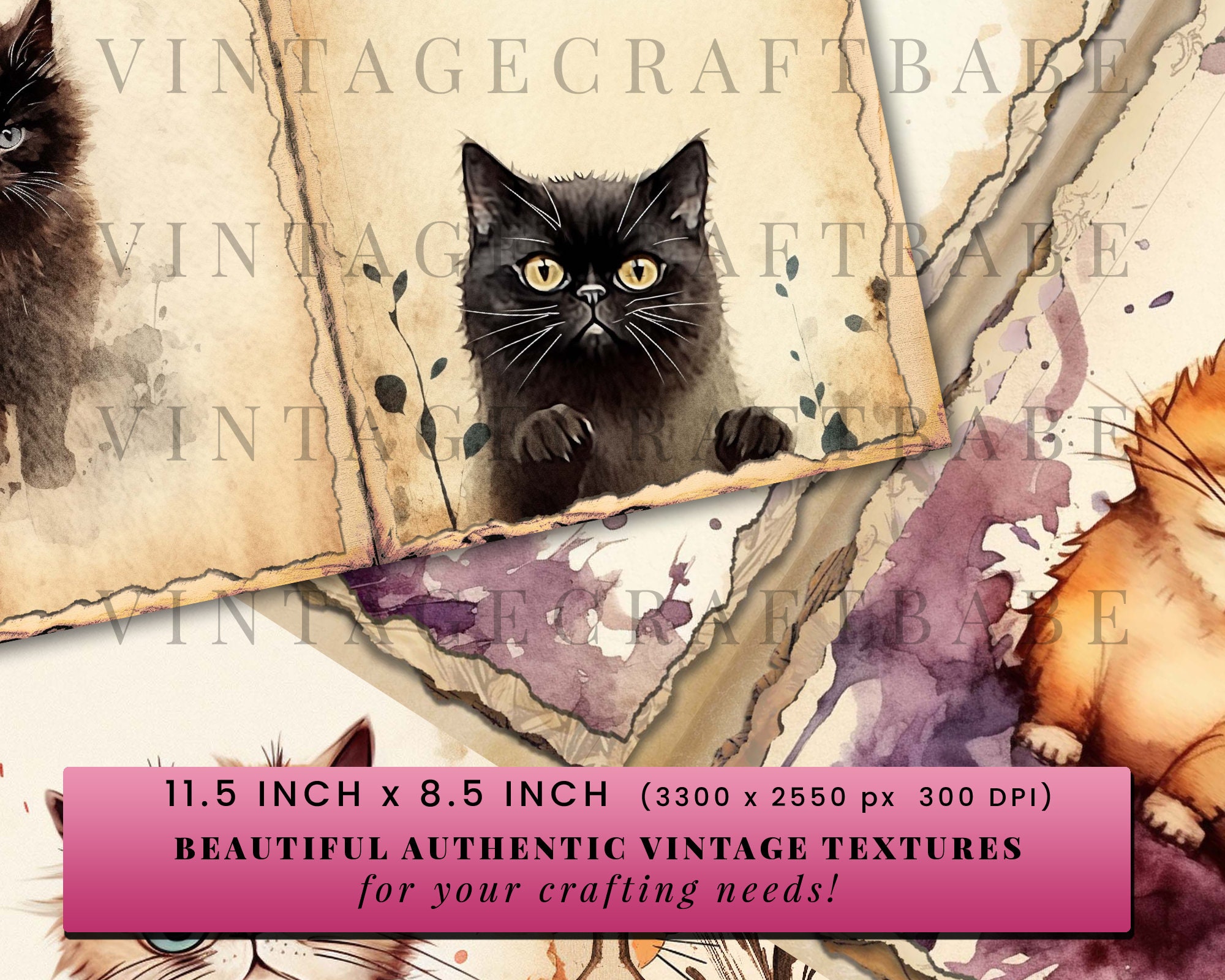 18 Grumpiest Cats Junk Journal Pages, Digital Download, Scrap Book, Printable, Vintage Junk ...