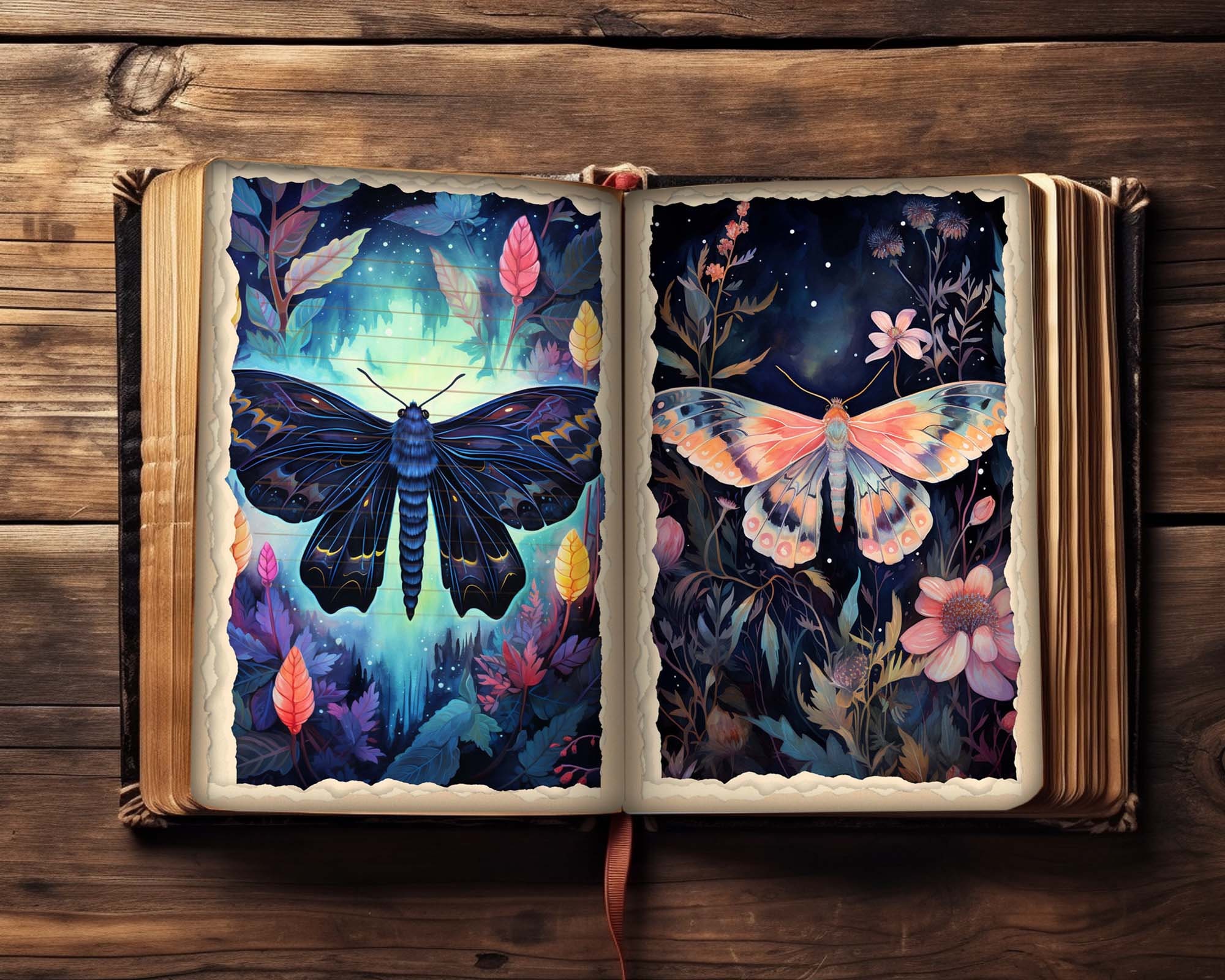 18 Moths Junk Journal Pages, Digital Download, Scrap Book, Printable ...