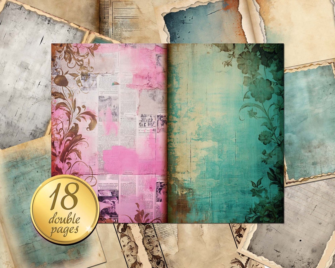18 Vintage Grunge Junk Journal Pages Digital Download Scrap - Etsy