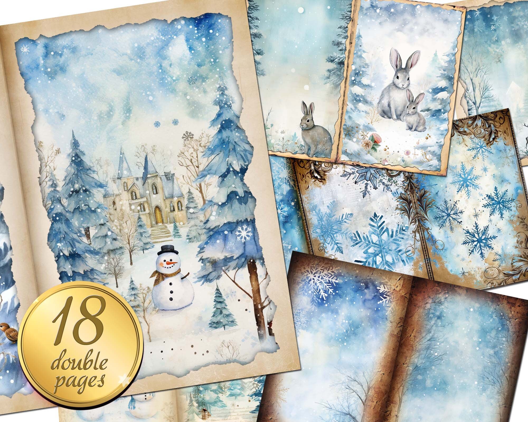 18 Winter Wonderland Junk Journal Pages, Digital Download, Pumpkin ...