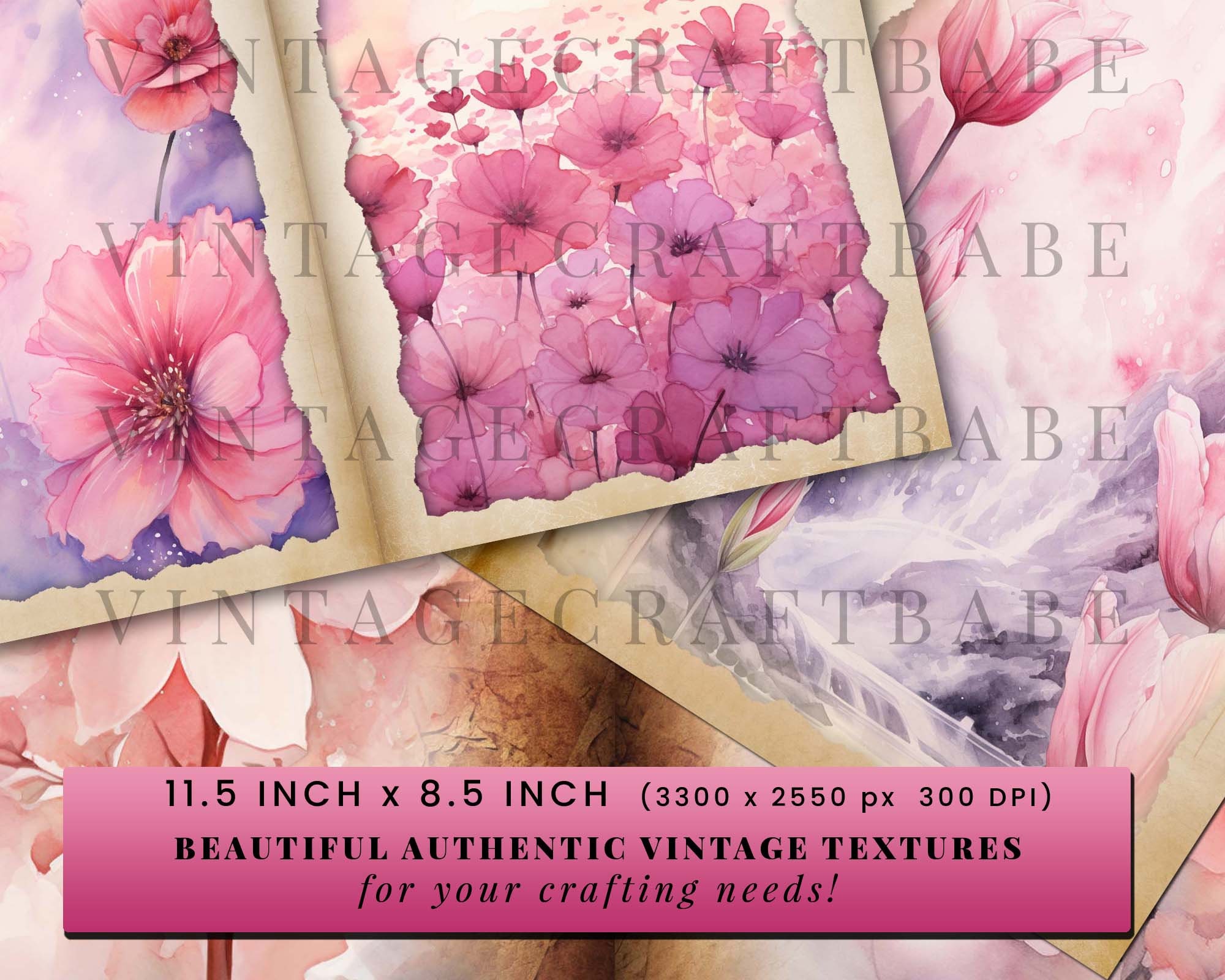 18 Page Pink Aesthetic Junk Journal Pages, Digital Download, Scrap Book ...