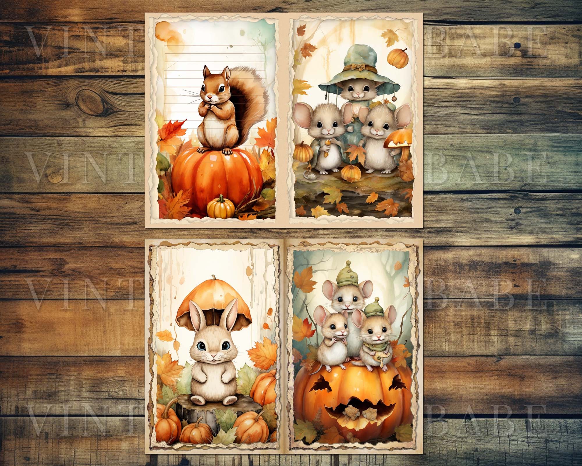18 Fall Critters Junk Journal Pages Digital Download Scrap - Etsy