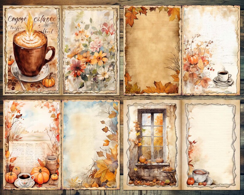 18 Comfy Autumn Junk Journal Pages, Digital Download, Pumpkin Scrap ...