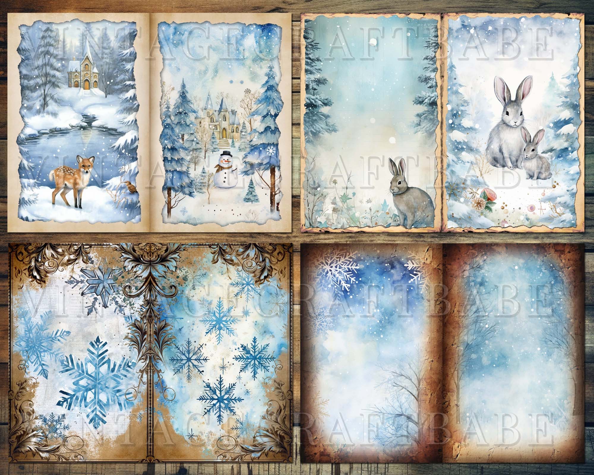 18 Winter Wonderland Junk Journal Pages, Digital Download, Pumpkin ...