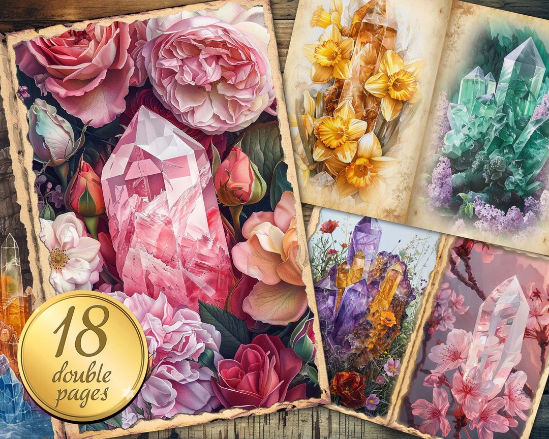 18 Page Crystal Junk Journal Pages, Digital Download, Scrap Book ...