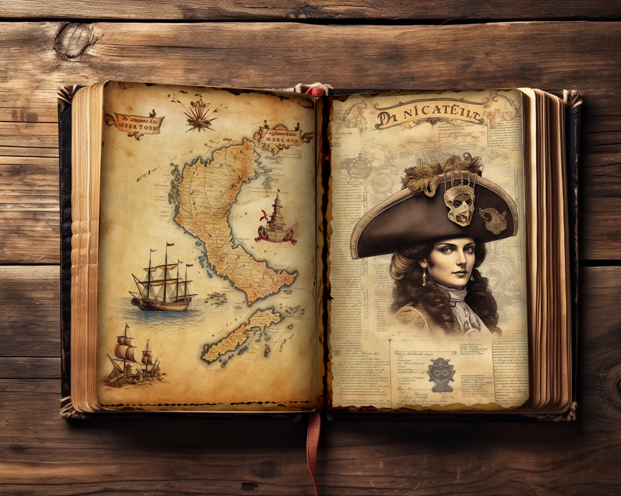 Pirate Love Junk Journal Pages, Digital Download, Scrap Book, Printable ...