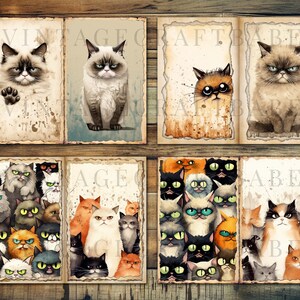 18 Grumpiest Cats Junk Journal Pages, Digital Download, Scrap Book, Printable, Vintage Junk ...