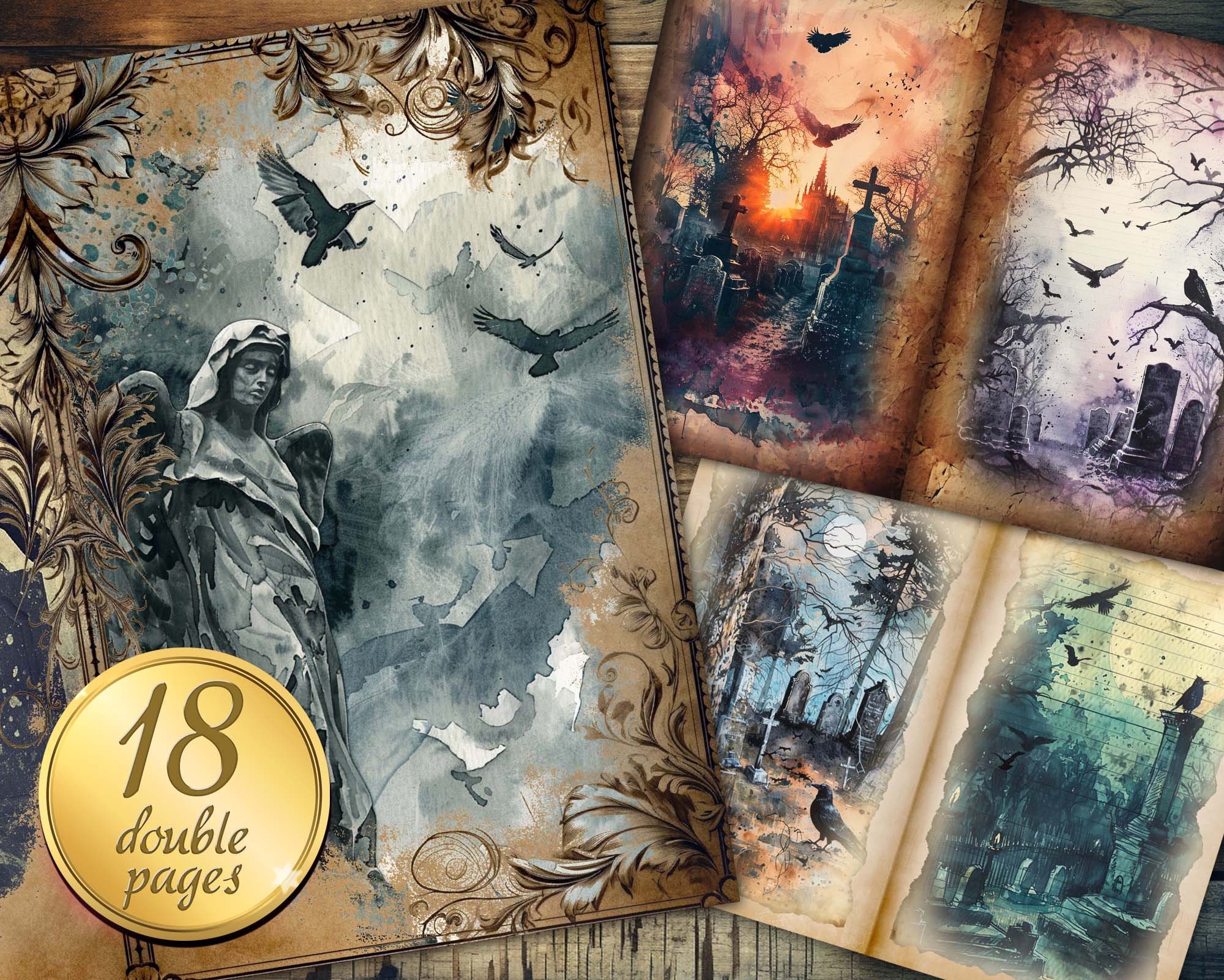 18 Page Graveyard Work Gothic Junk Journal Pages, Digital Download ...