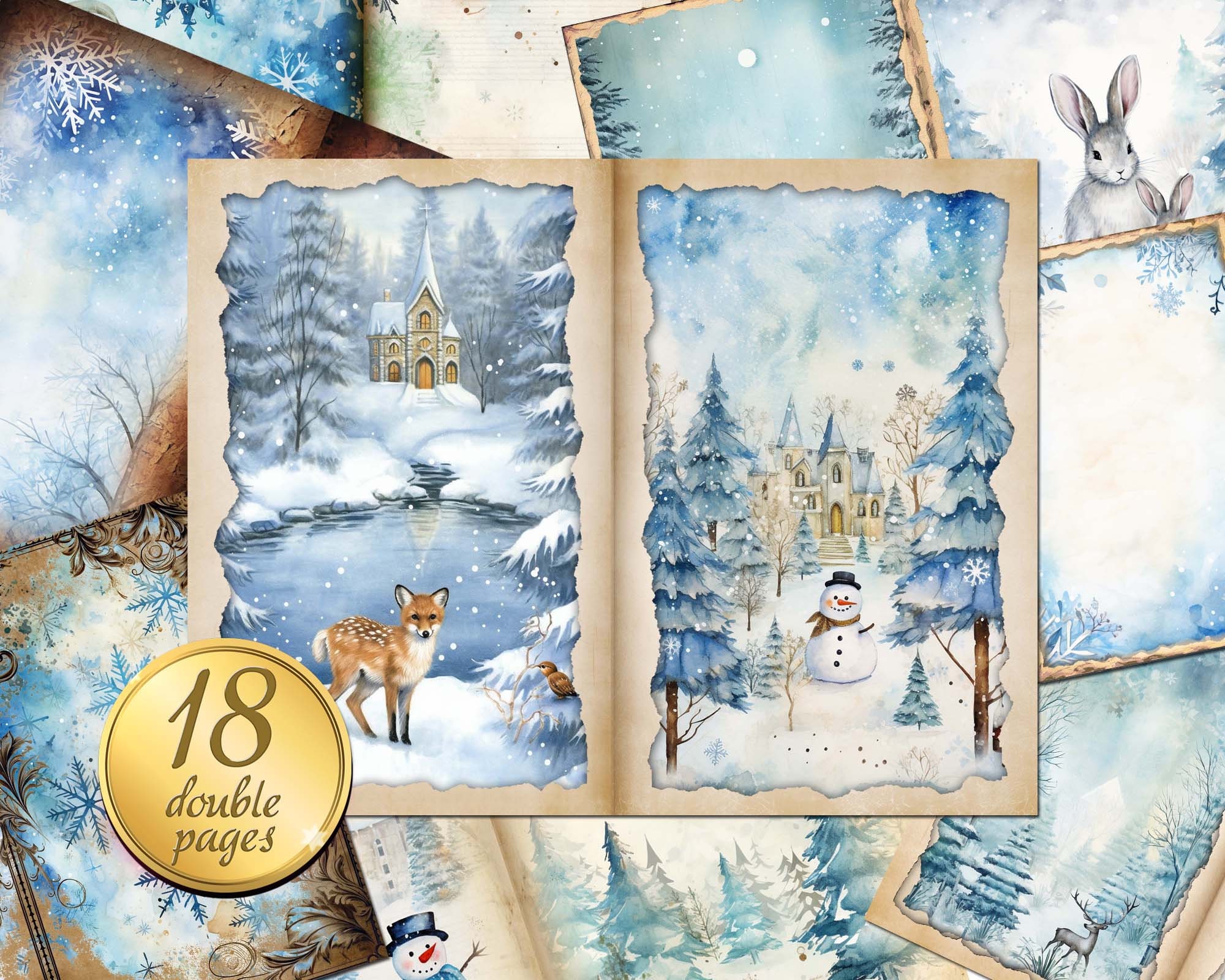 18 Winter Wonderland Junk Journal Pages, Digital Download, Pumpkin ...