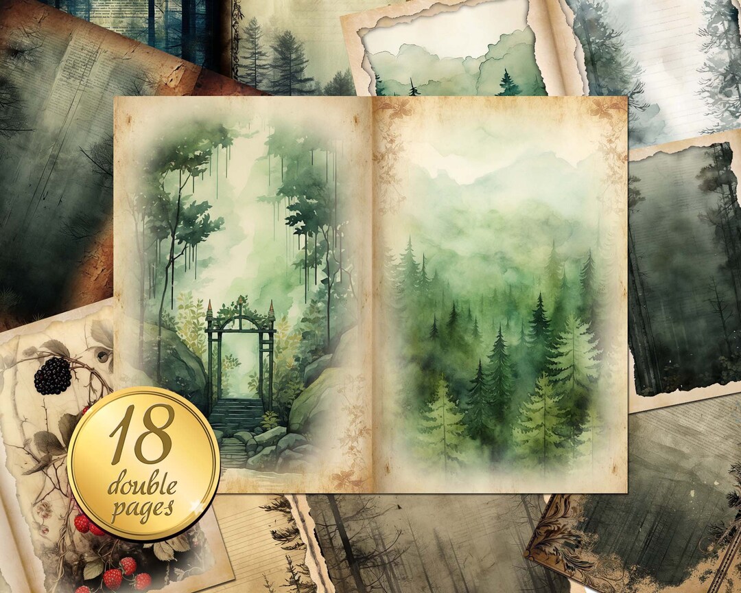 18 Dark Forest Junk Journal Pages, Digital Download, Scrap Book ...