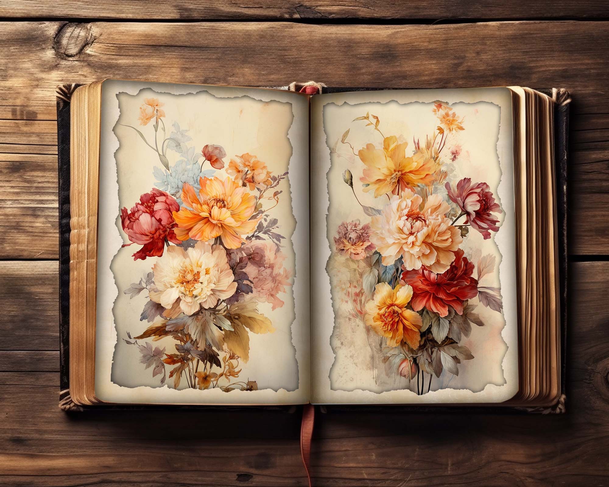 18 Autumn Flower Fall Junk Journal Pages, Digital Download, Pumpkin ...