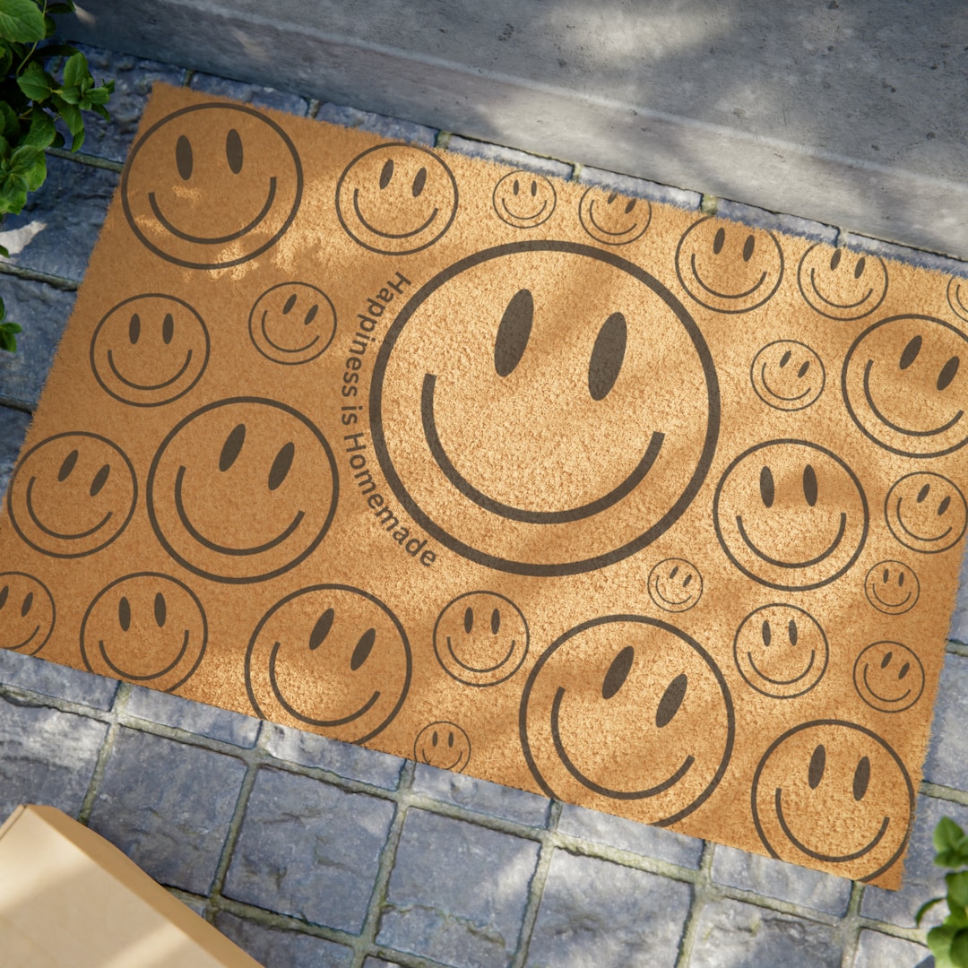 Happiness is Homemade Smiley Face Doormat - Etsy