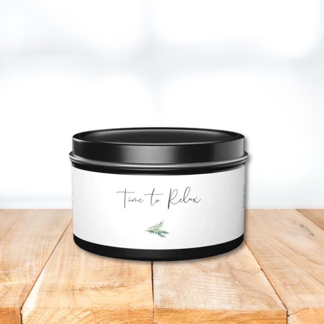 Time to Relax Evergreen Scent Tin Candles 4 Oz/ 8 Oz Customization ...
