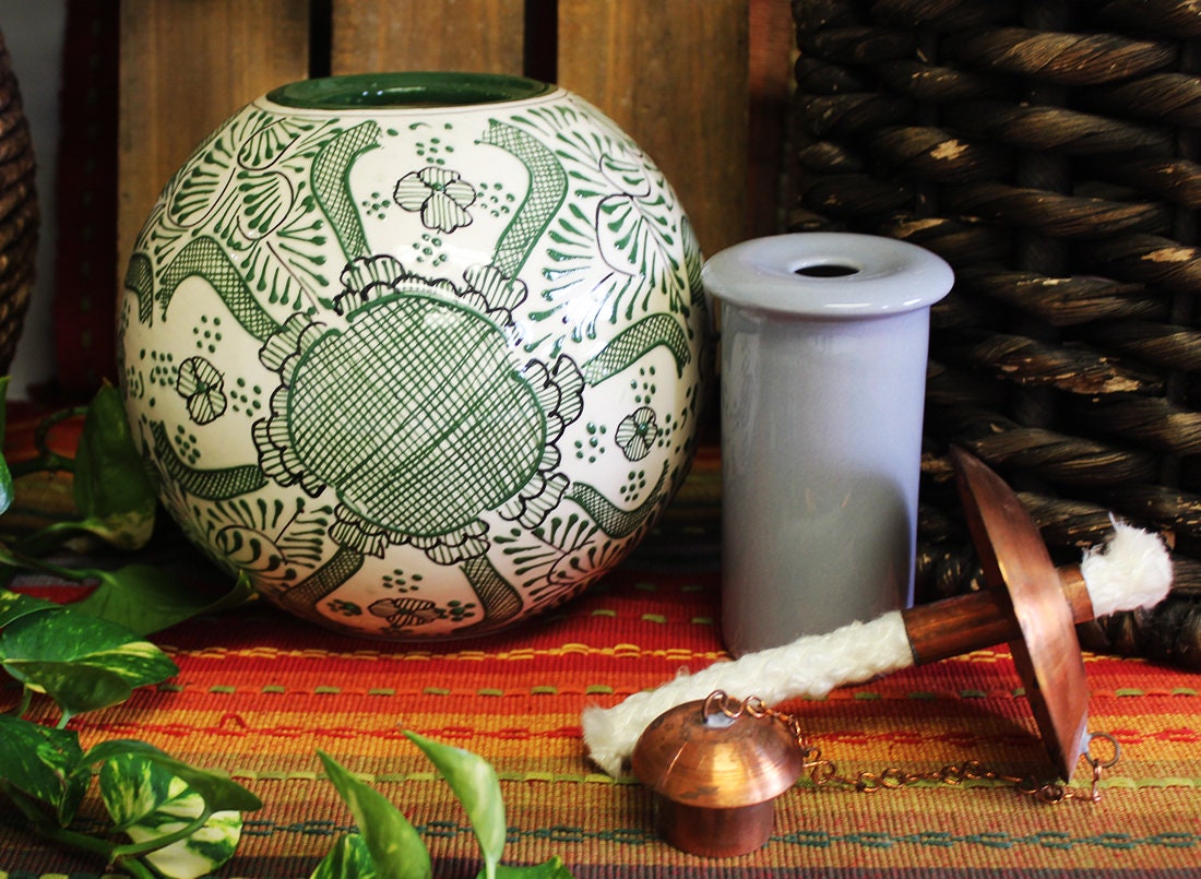 RARE Unique Handmade Hand Painted Ceramic Torch, Patio Outdoor Indoor ...